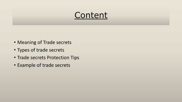 Presentation on Trade secrets | PPT | Free Download