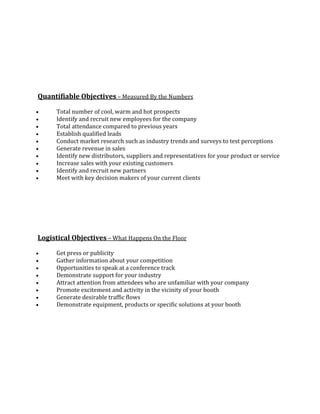 Trade Show Objectives 2017 | PDF | Business Expos & Conferences | Events