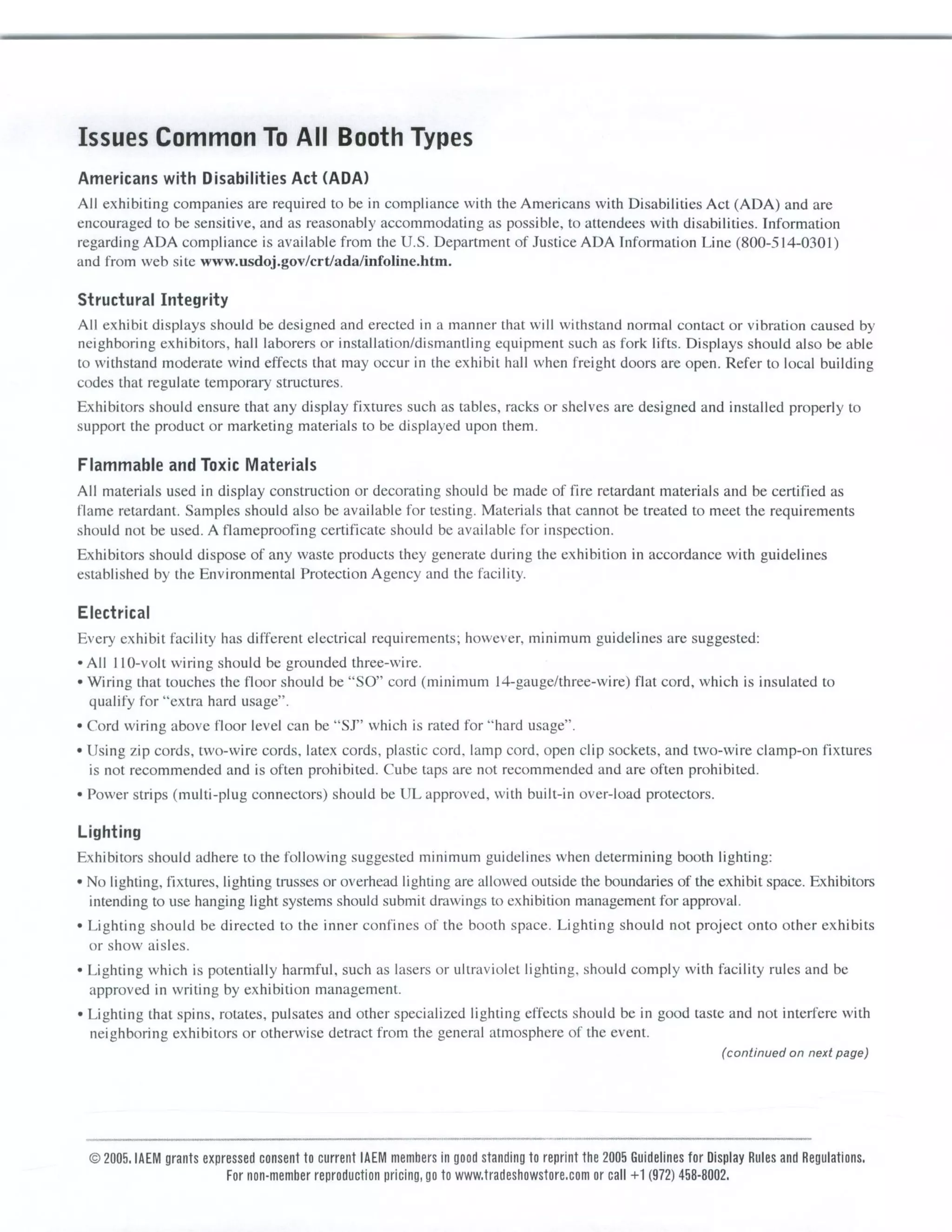 Trade Show Rules & Guidelines from IAEM | PDF