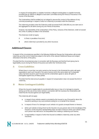 High Street Tradesmen Liability Policy | PDF