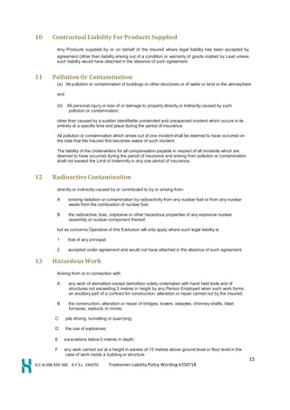 High Street Tradesmen Liability Policy | PDF