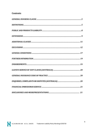 High Street Tradesmen Liability Policy | PDF