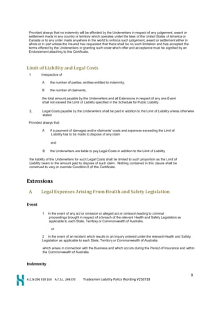 High Street Tradesmen Liability Policy | PDF