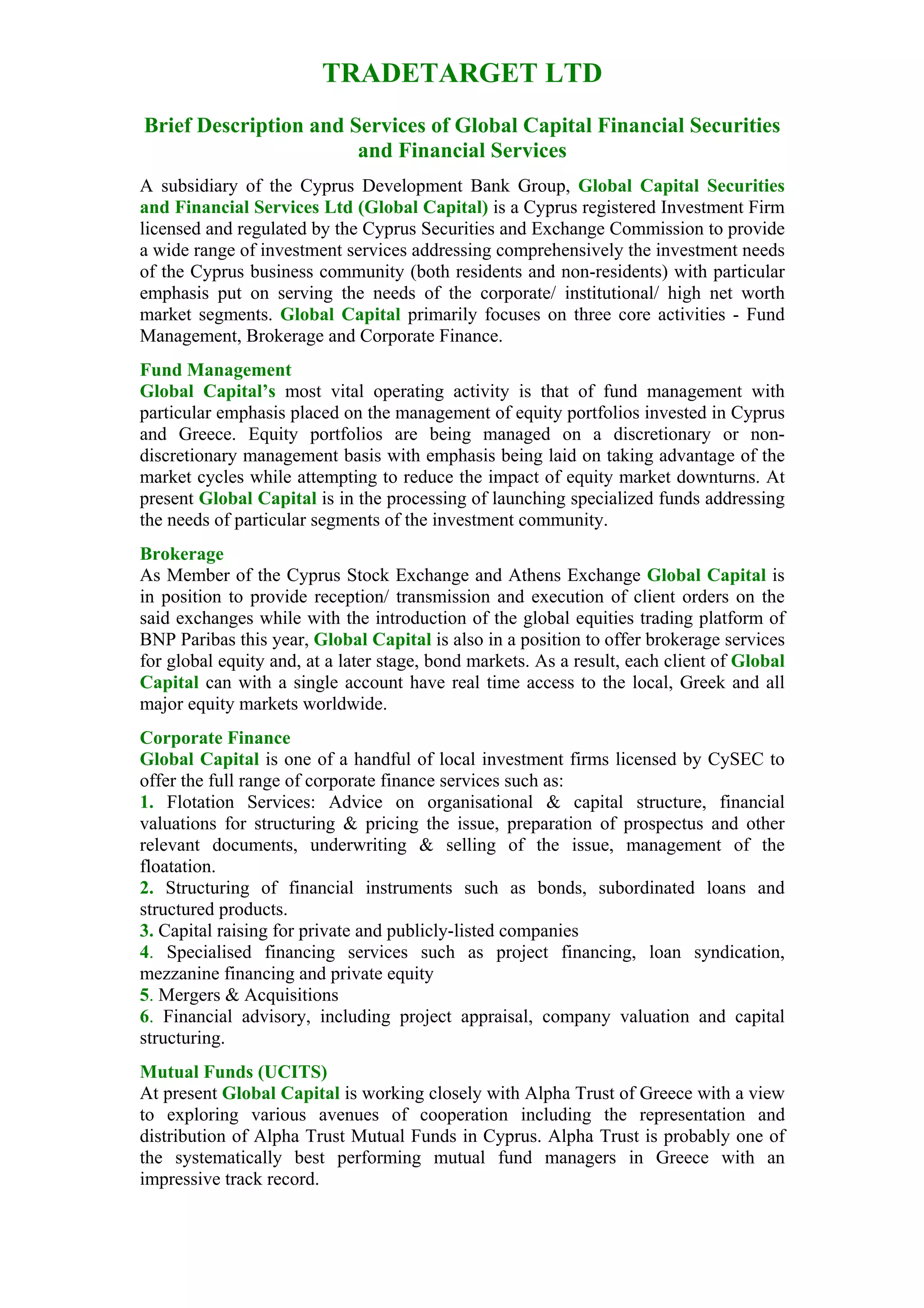 Tradetarget company information | PDF