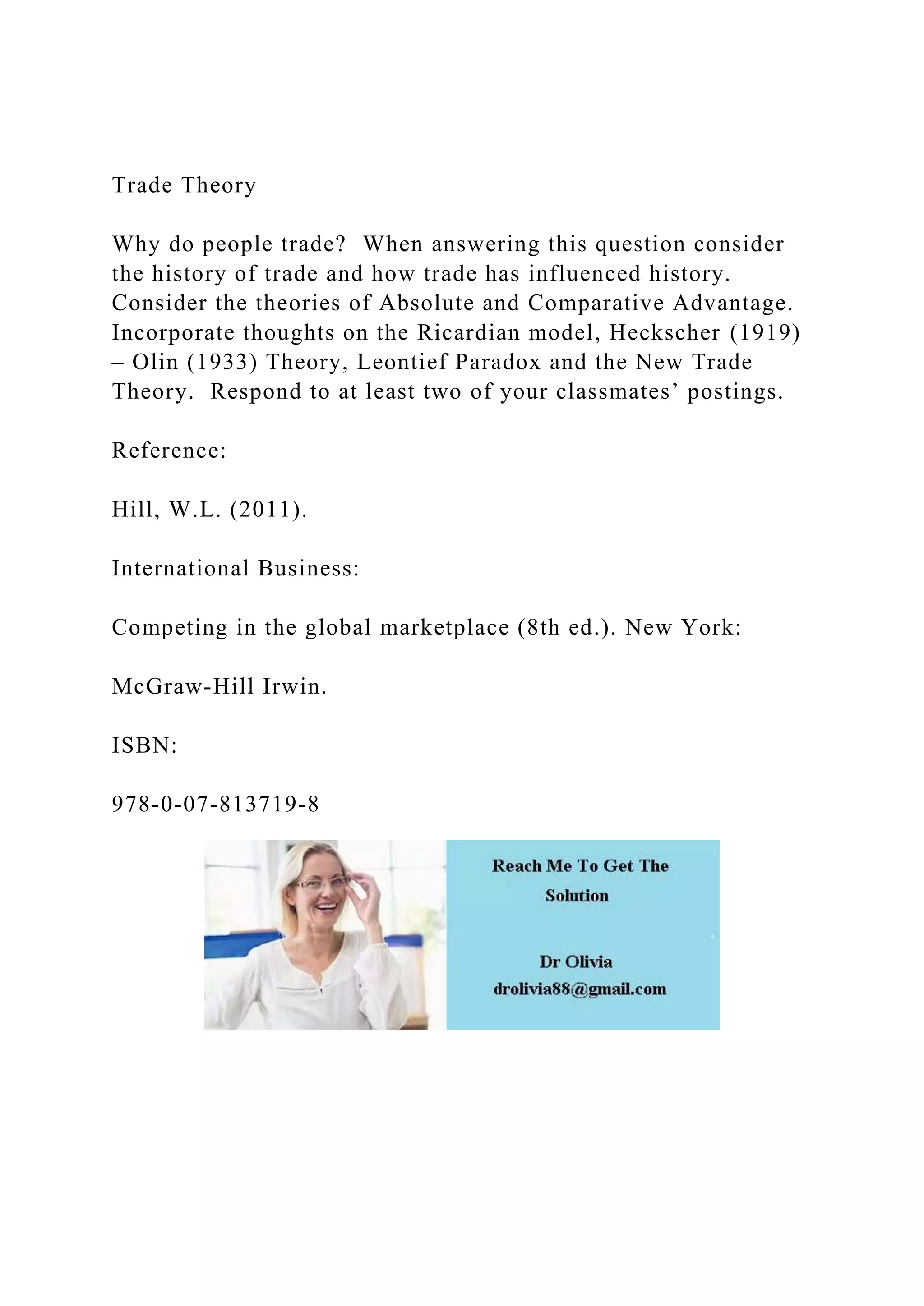 Trade TheoryWhy do people trade When answering this question.docx