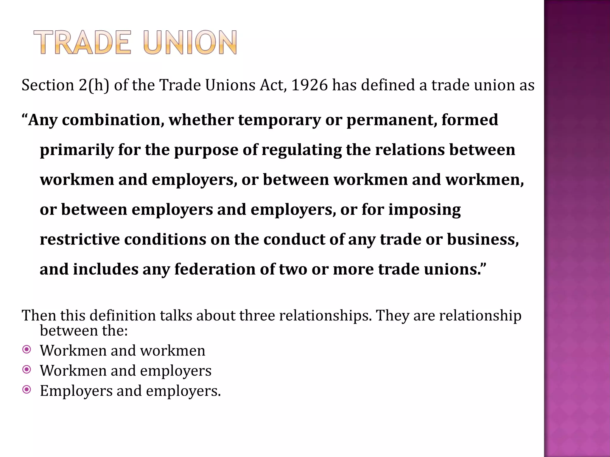 Trade union | PPT | Business | Business and Finance