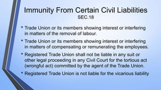 Trade union act | PPTX | Law
