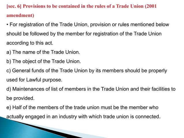 Trade union act 1926 | PPTX | Law