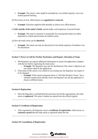 Trade Union ACT NOTES for llb law students | PDF