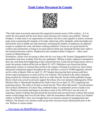 Trade Union Movement In Canada | PDF