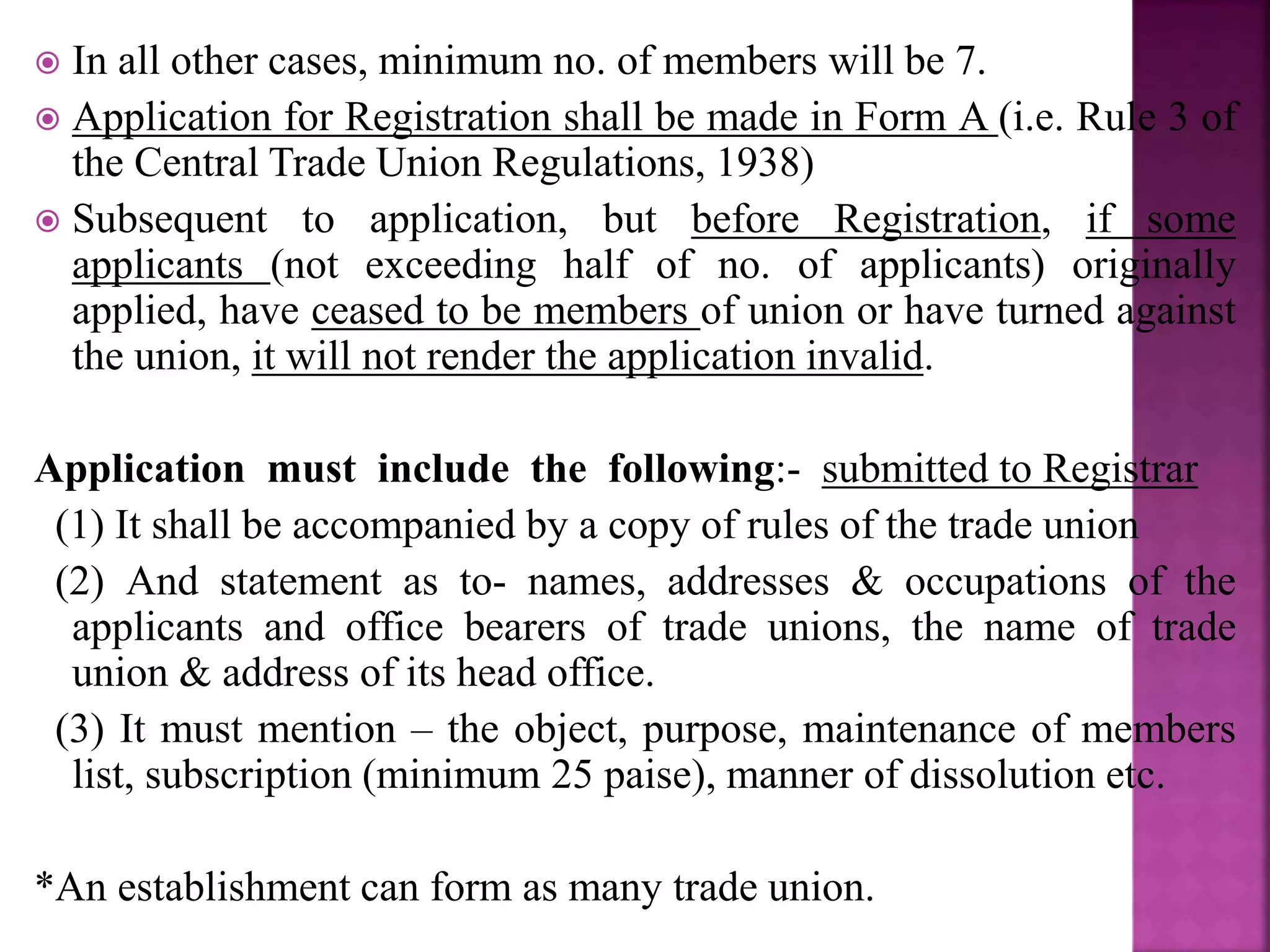 Trade Unions Act - Definition; Recognition & Registration | PPTX