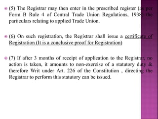 Trade Unions Act - Definition; Recognition & Registration | PPTX
