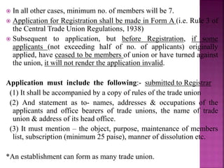 Trade Unions Act - Definition; Recognition & Registration | PPTX