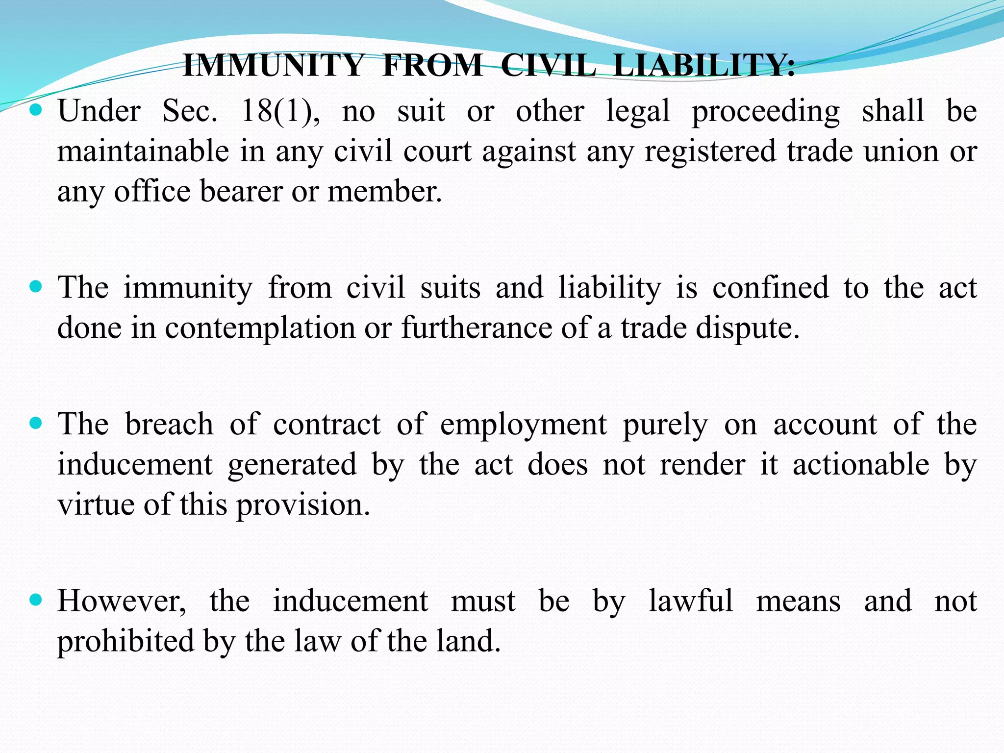 Immunities of Trade Union | PPTX