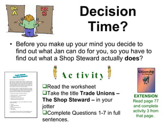 Trade Unions – Shop Steward And Why Join | PPT | Business | Business ...