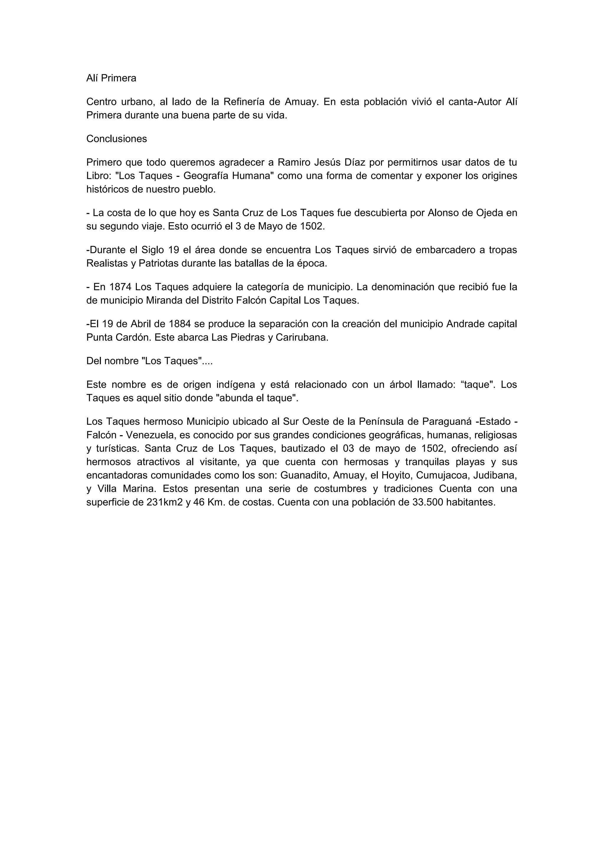 Tradiciones y costumbres del municipio los taques | DOCX