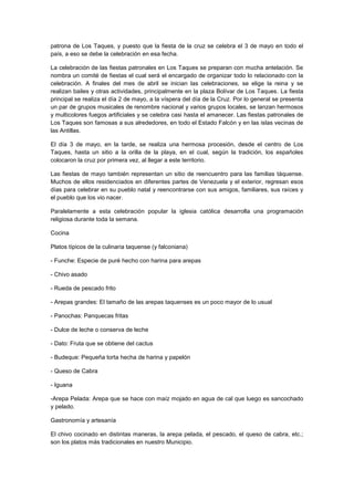 Tradiciones y costumbres del municipio los taques | DOCX