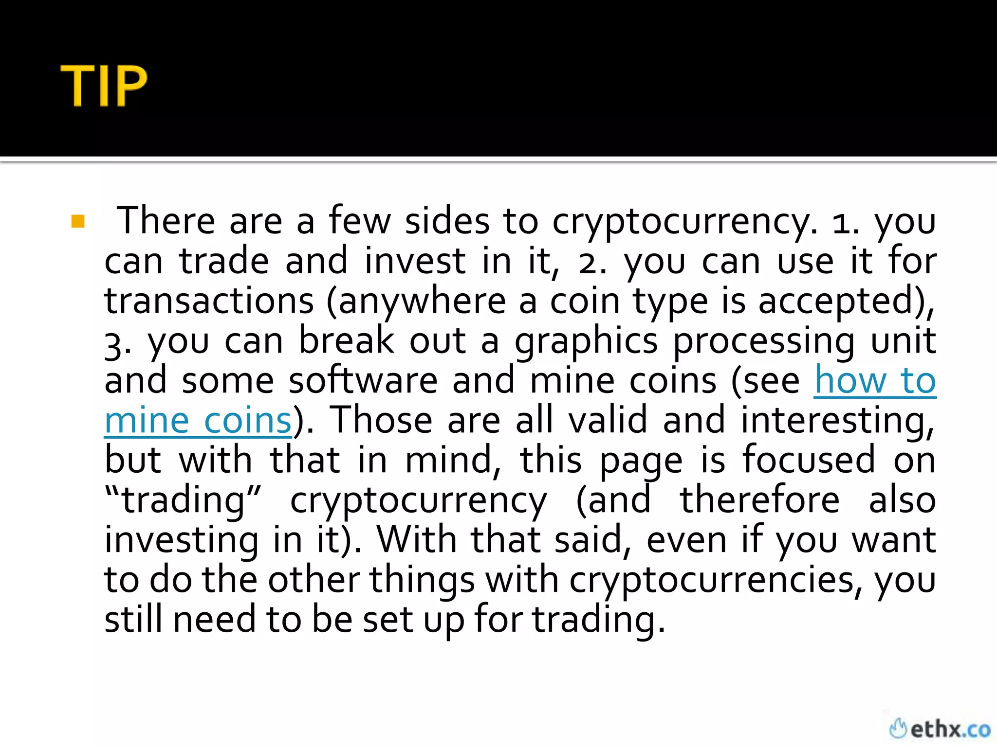 How to trade cryptocurrency | PPTX | Stocks and Bonds | Personal Investing