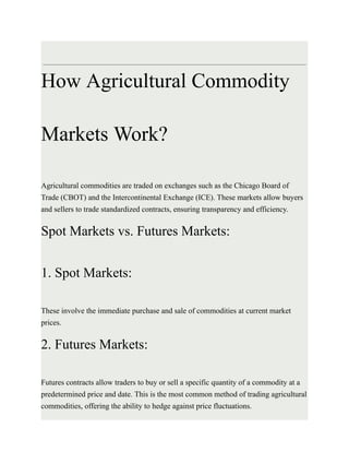 Trading Agricultural Commodities: Beginner’s Guide (2025 Profit Secrets) | Skyriss | PDF
