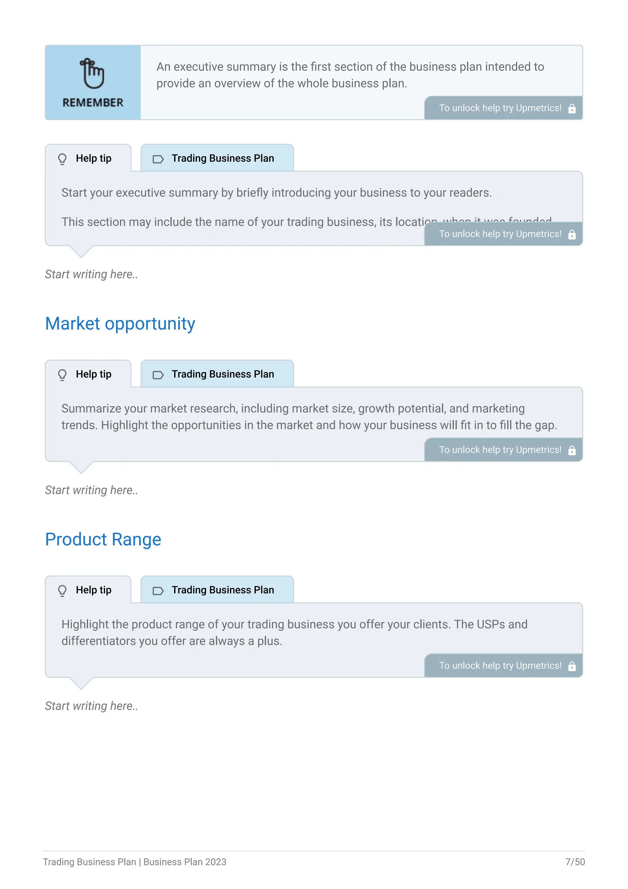 Trading Business Plan Example | Upmetrics | PDF
