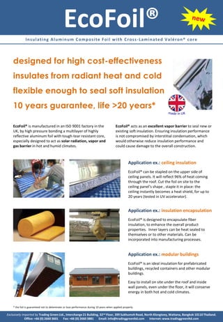 Apollo Insulation Aluminum Composite Foils - Catalog 2012 | PDF