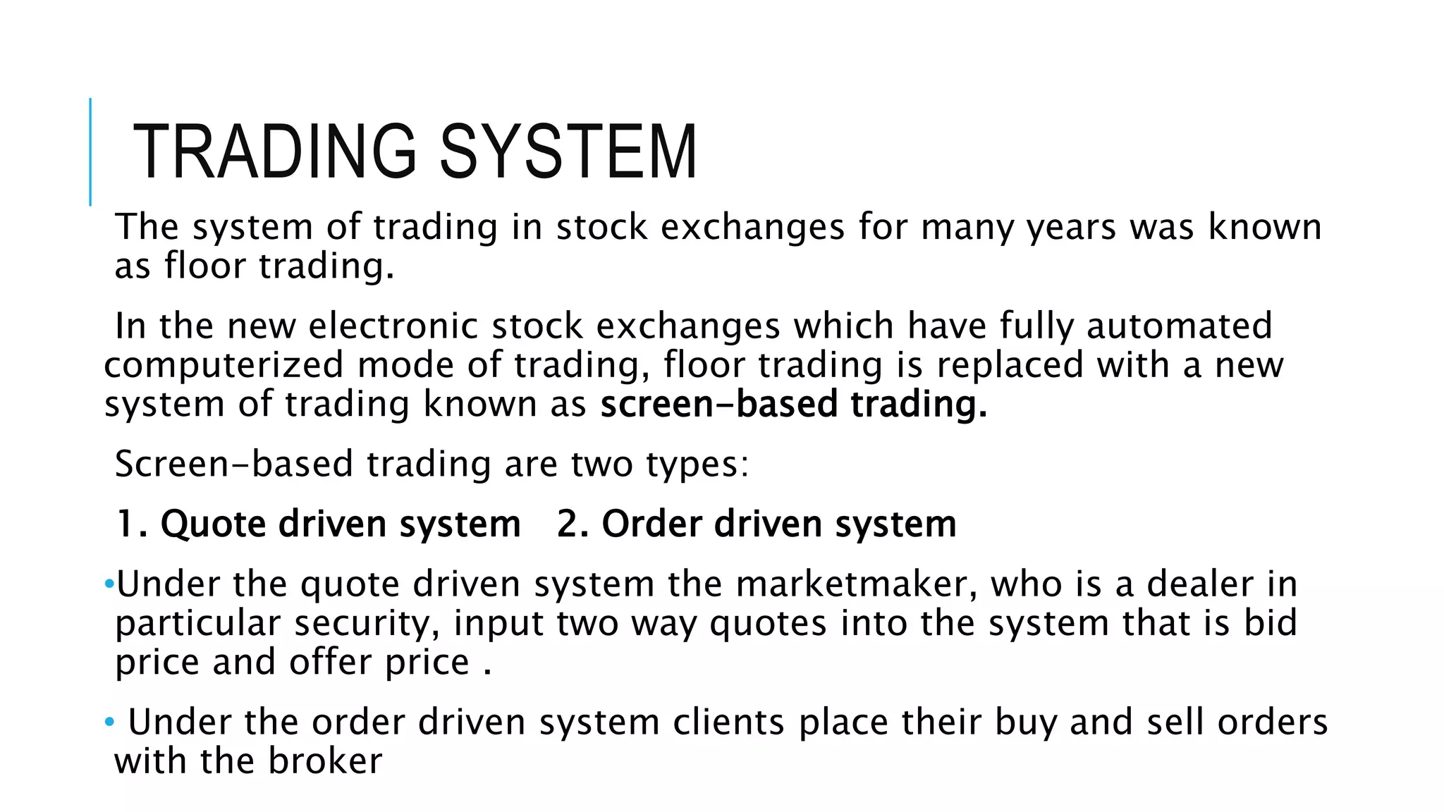 Trading in the stock market | PPTX