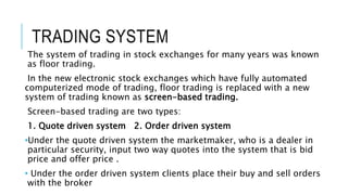 Trading in the stock market | PPTX