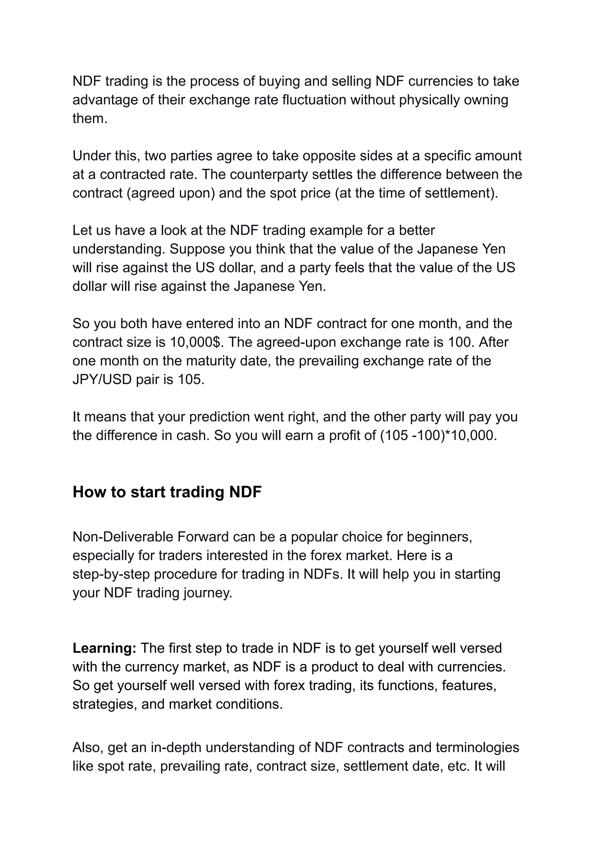 What is NDF and how to start trading NDFs | PDF