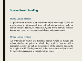Trading system in security markets | PPT