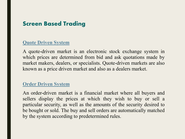 Trading system in security markets | PPT