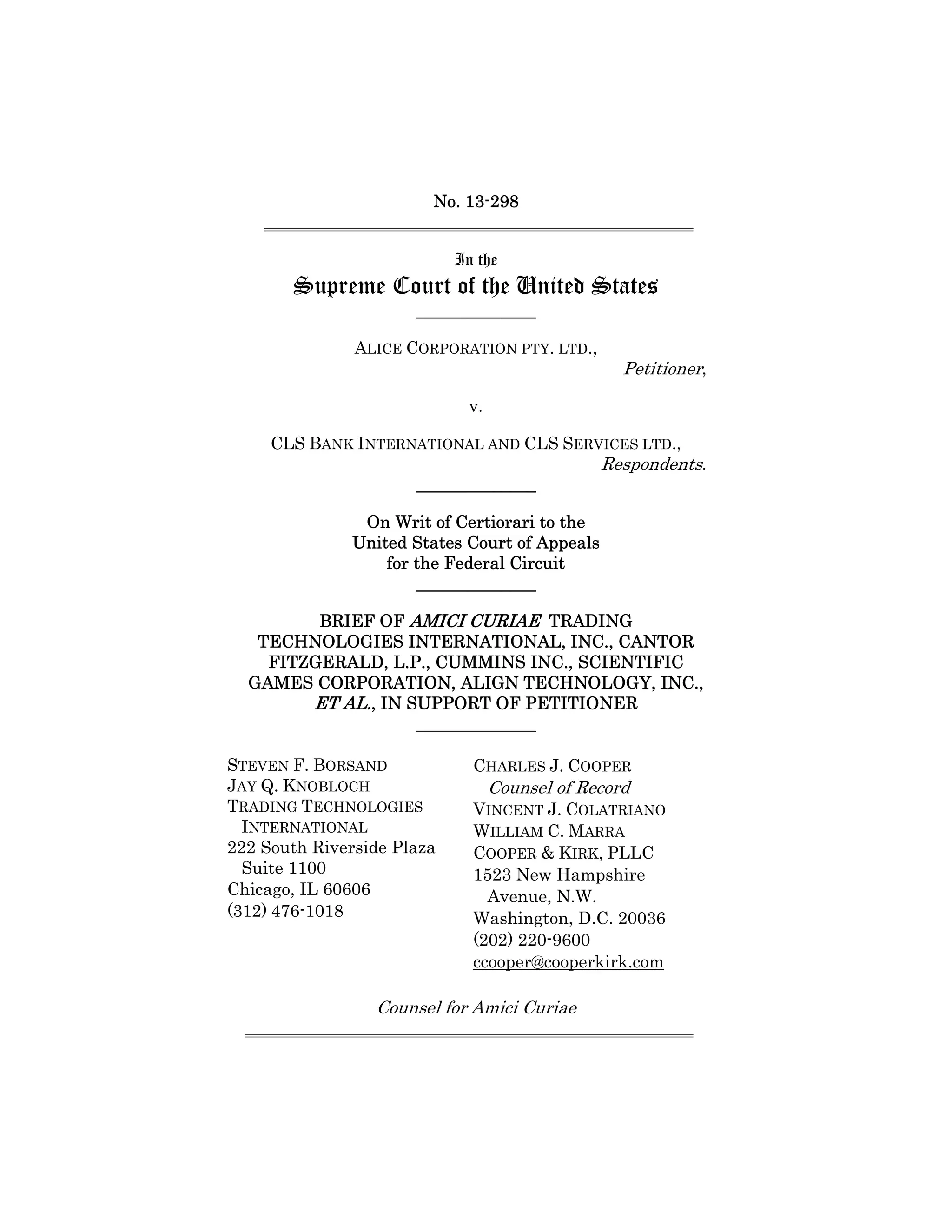 Trading Technology Amicus Curiae Brief Pdf