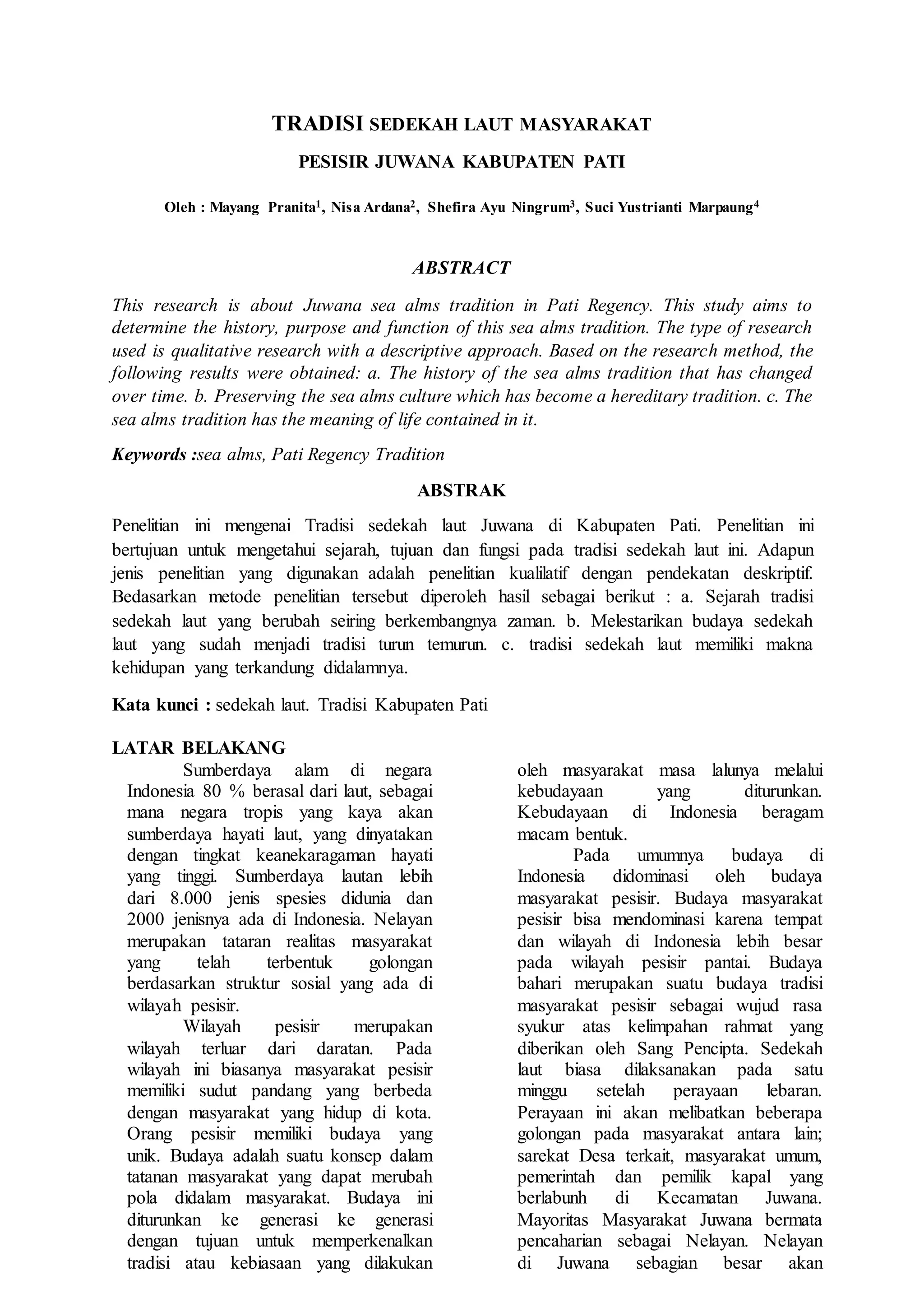 TRADISI SEDEKAH LAUT KABUPATEN PATI.docx