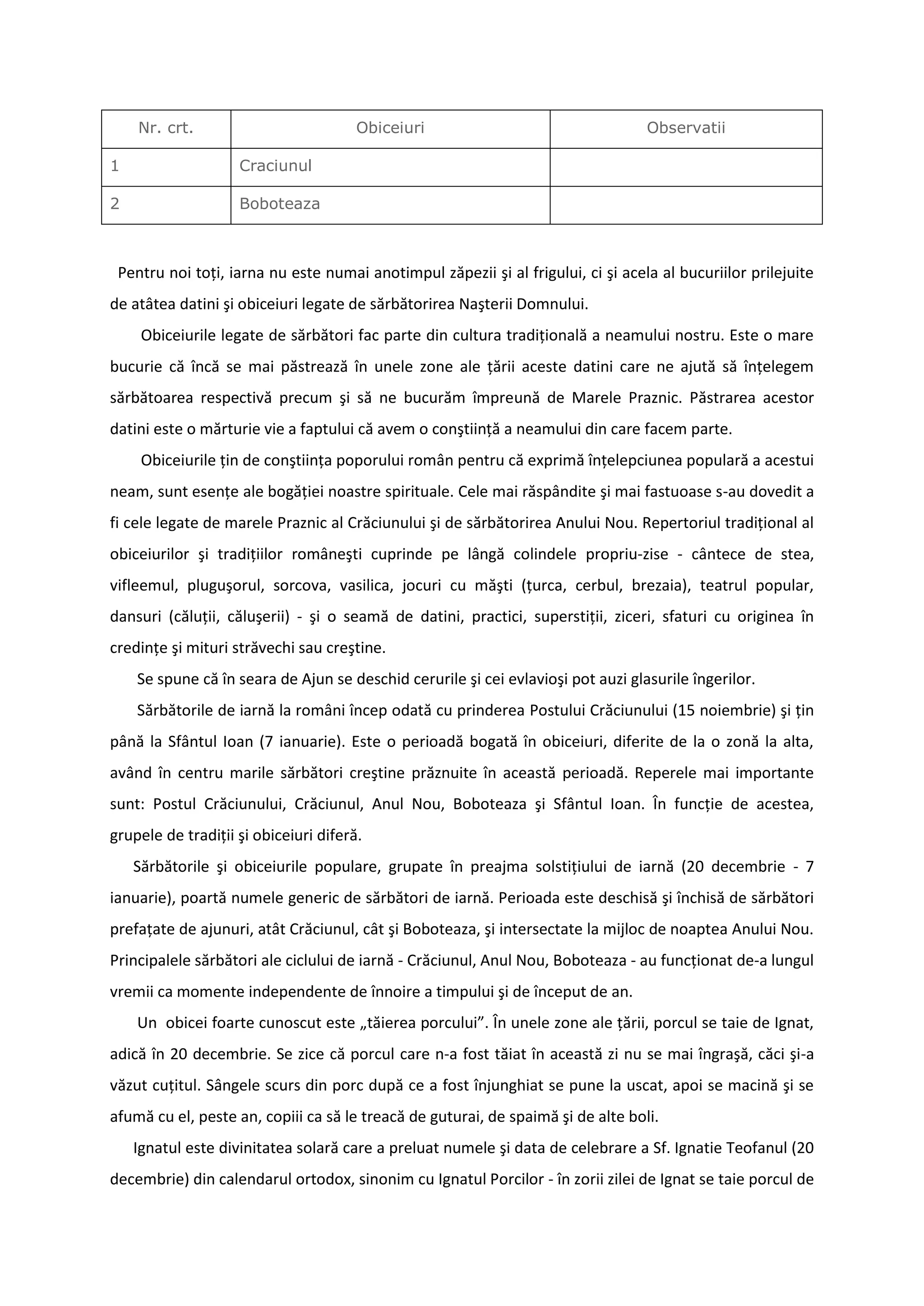 Traditii si obiceiuri | DOCX