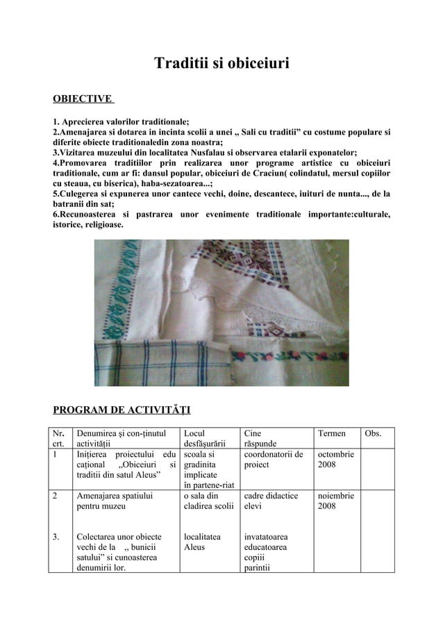 Traditii si obiceiuri | DOC