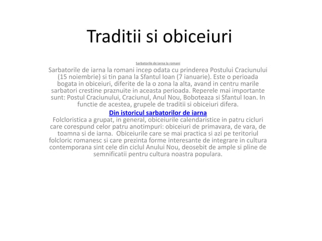 Traditii si obiceiuri | PPT