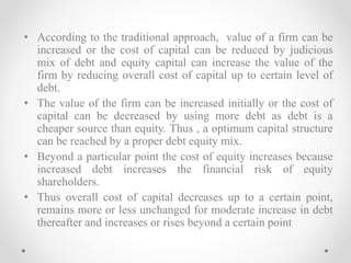 Traditional and MM approach in capital structure | PPTX