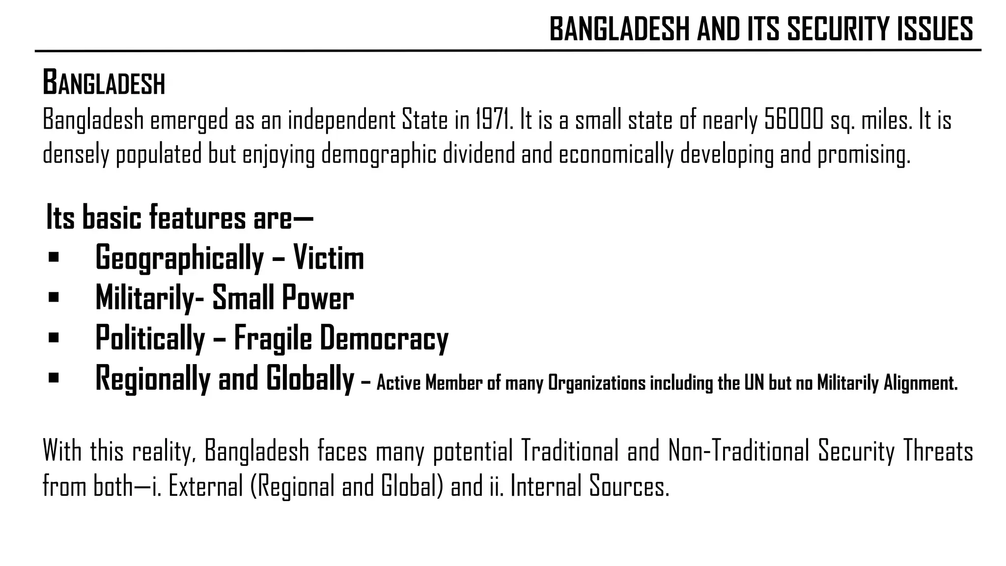 Traditional and Non-traditional Security Issues in Bangladesh An ...
