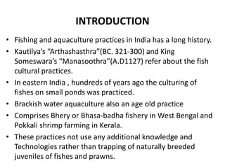 Traditional aquaculture in india | PPTX