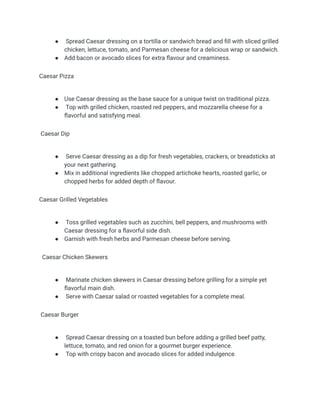 Italian Traditional Caesar Dressing Recipe | PDF