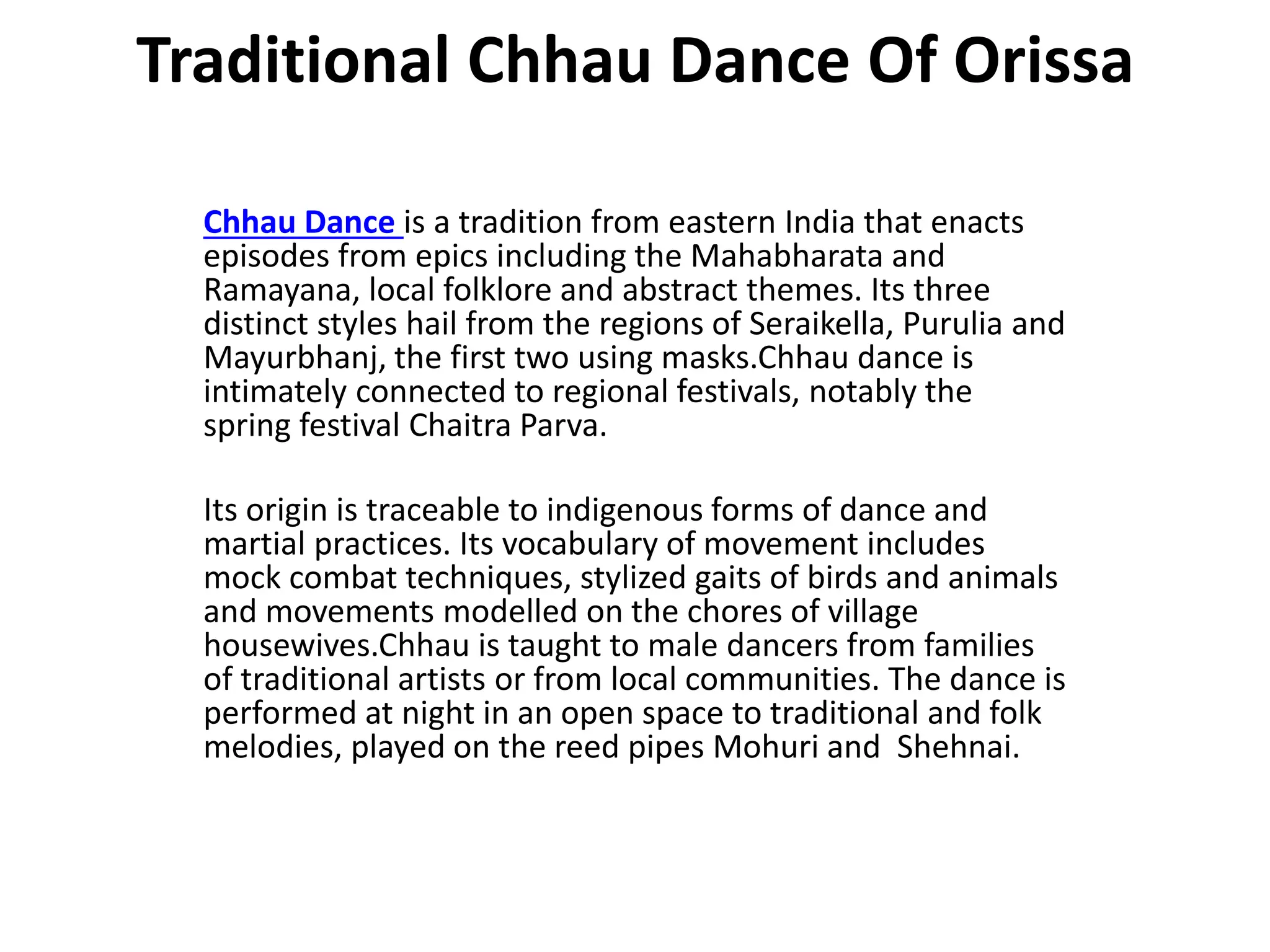 Traditional Chhau Dance Of Orissa | PPTX