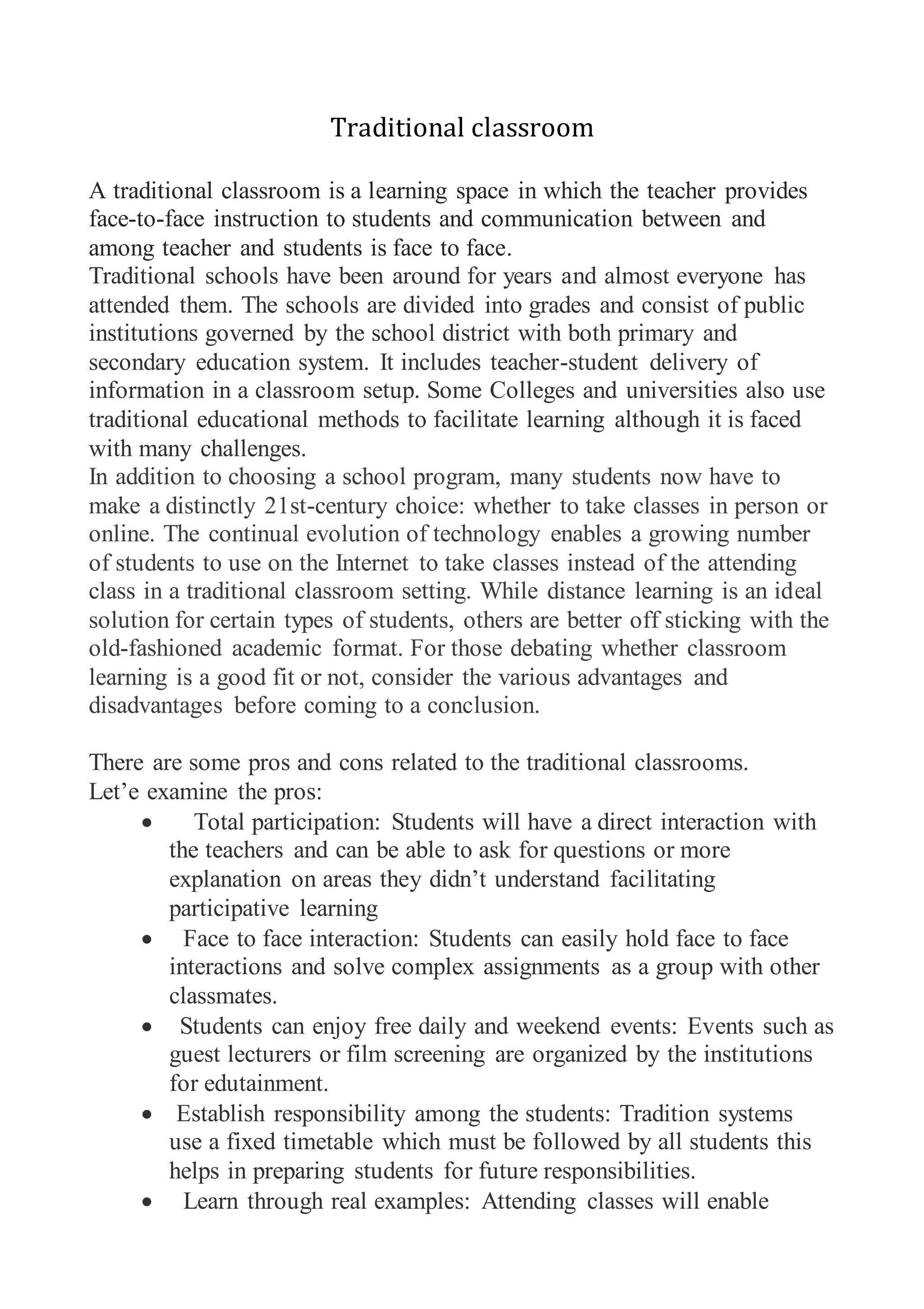 Traditional classroom | DOC