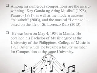 TRADITIONAL COMPOSERS PPT of the Philippines | PPTX
