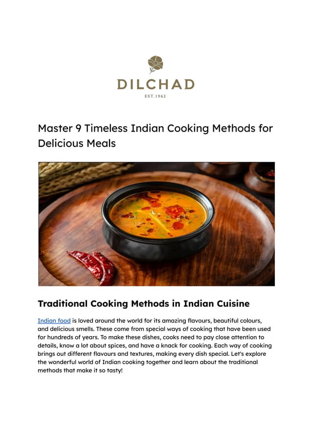 Traditional Cooking Methods in Indian Cuisine | PDF | Desserts and ...