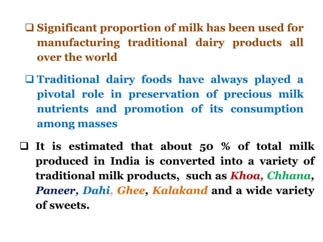 Traditional dairy products | PPTX | Agriculture | Industries
