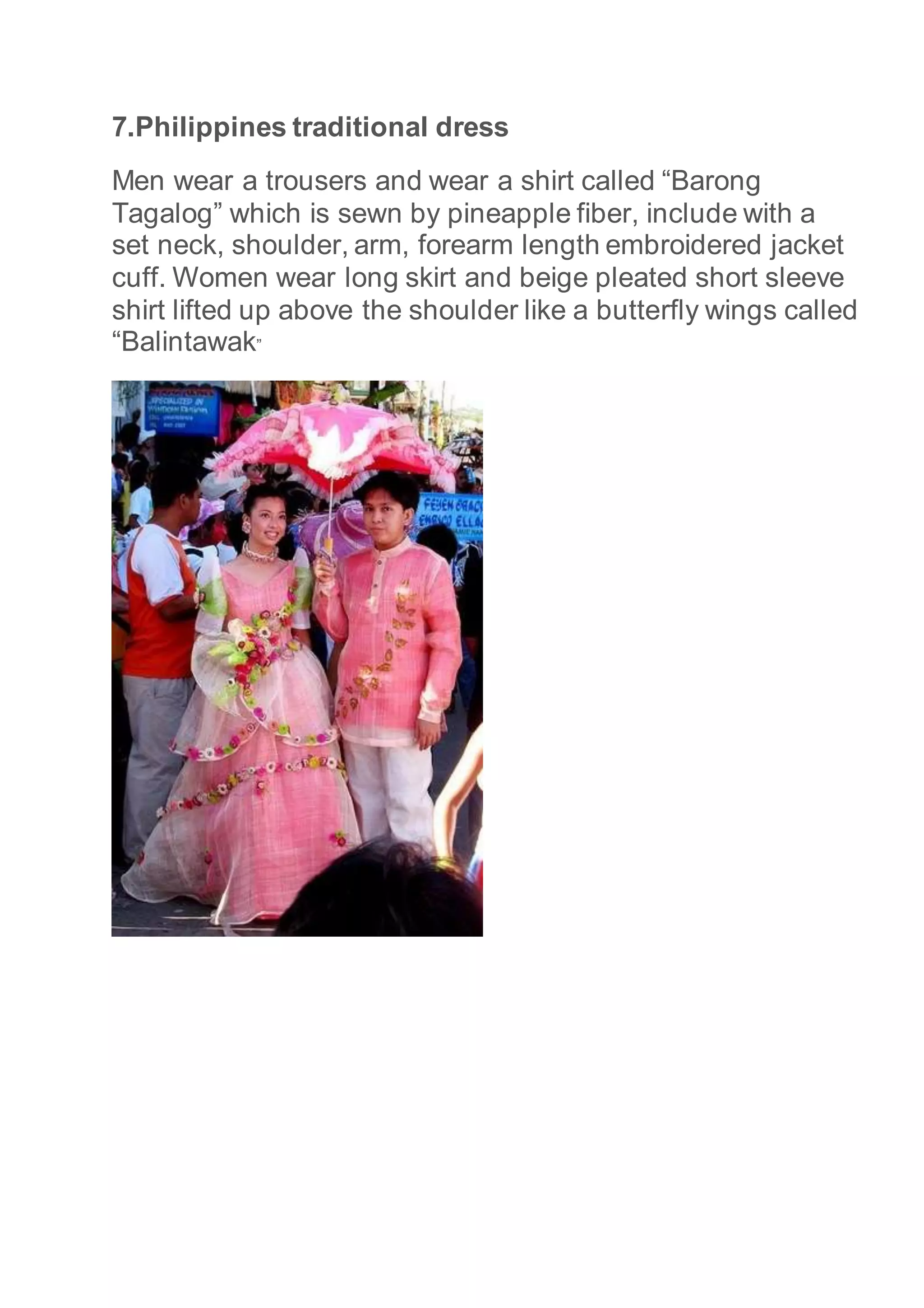 Traditional dress of 10 countries in asean | DOCX