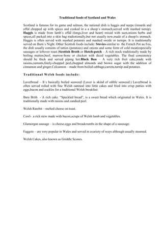 Traditional english,scottish and wales food | DOCX