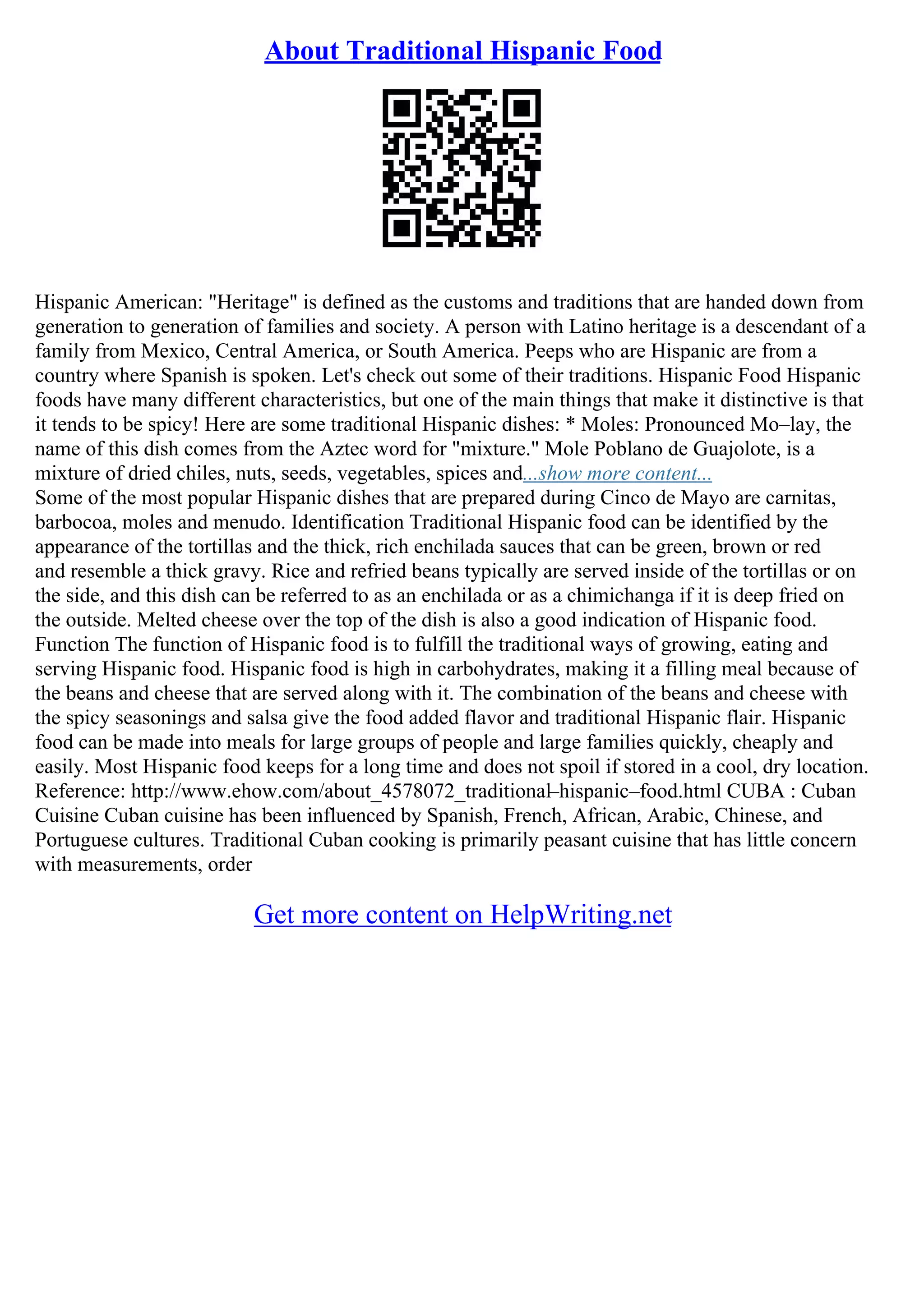 Traditional Food Essay | PDF