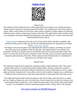 Traditional Food Essay | PDF