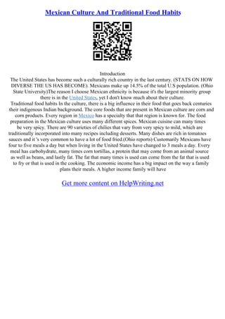Traditional Food Essay | PDF
