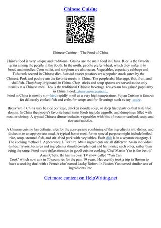 Traditional Food Essay | PDF